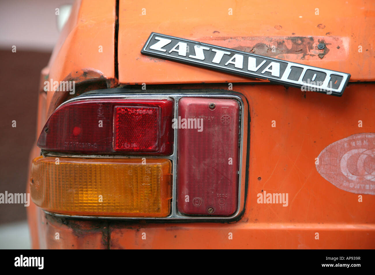 Detail of an old Yugoslavian car Zastava in Sutomore, Montenegro Stock ...
