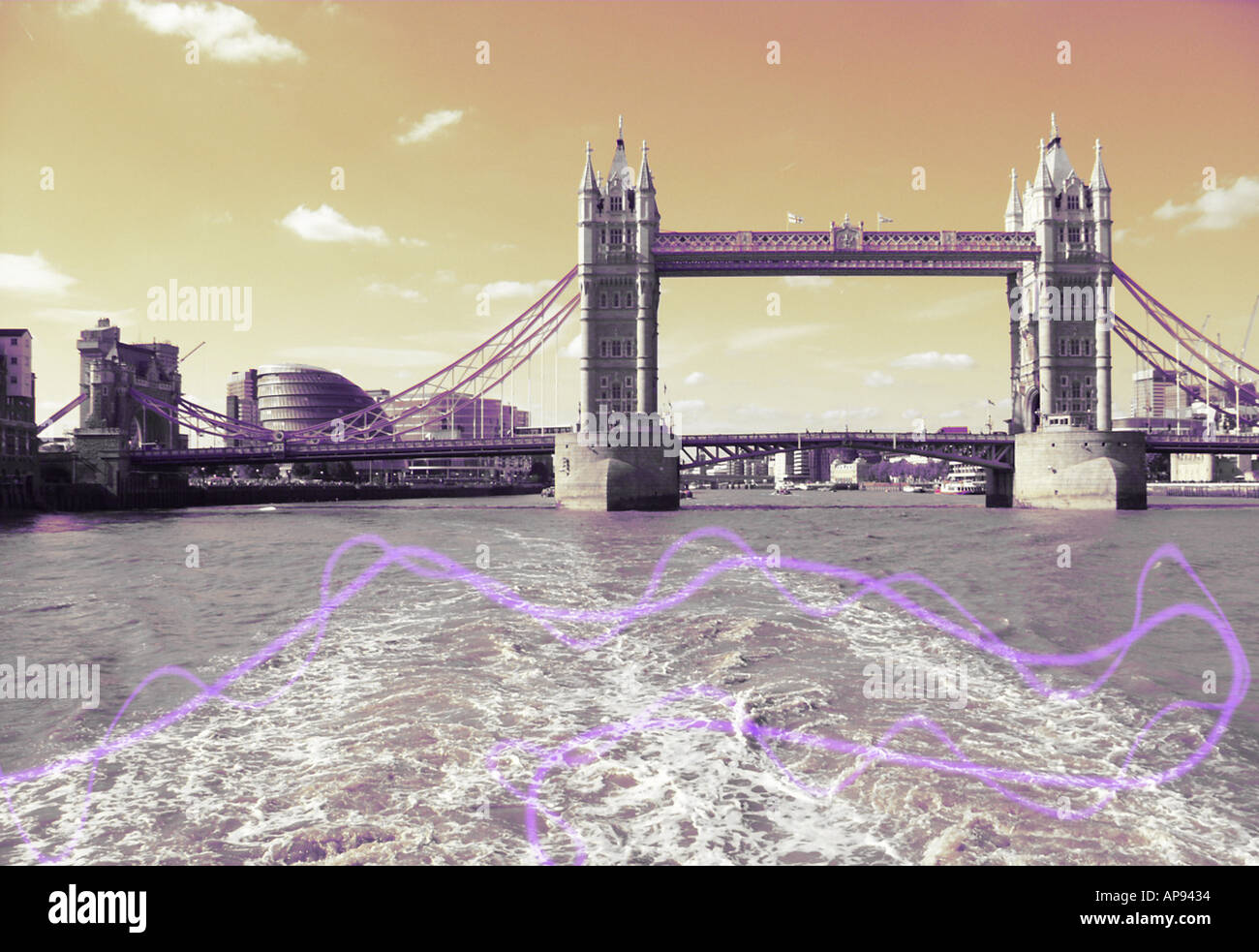 view of tower bridge from the river thames Stock Photo - Alamy