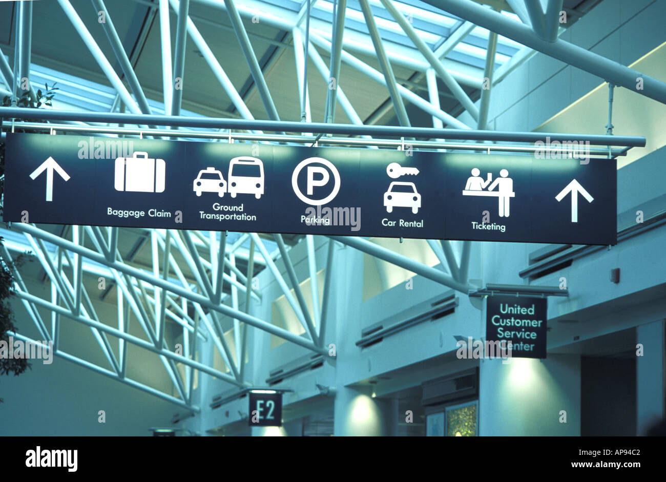 directions sign board symbols airport Portland Oregon Stock Photo - Alamy