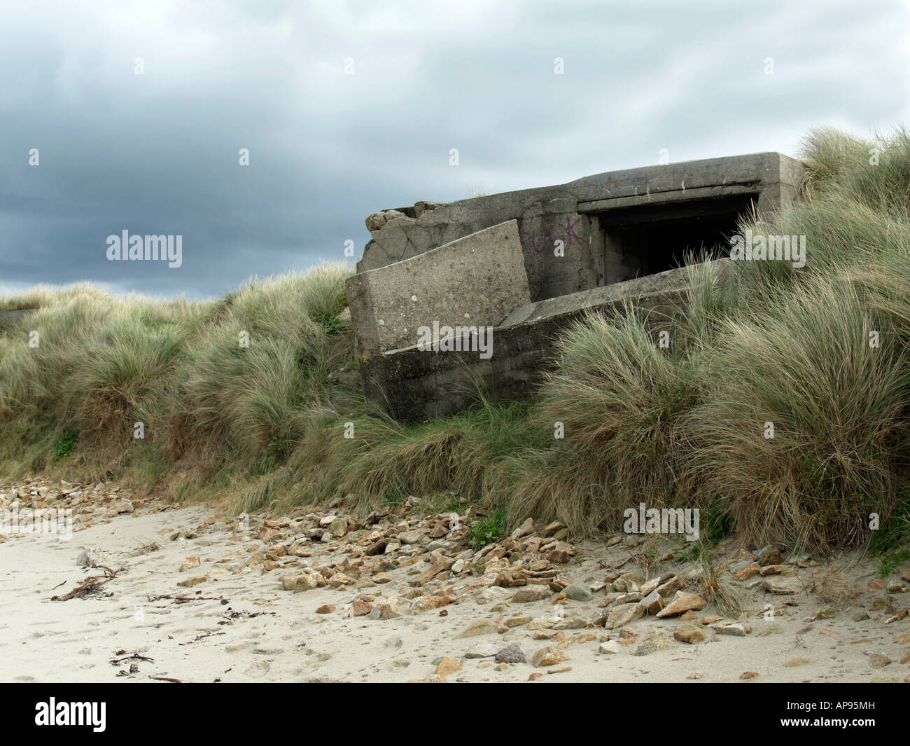 old bunker from second world war at the coast of Atlantic Ocean in ...