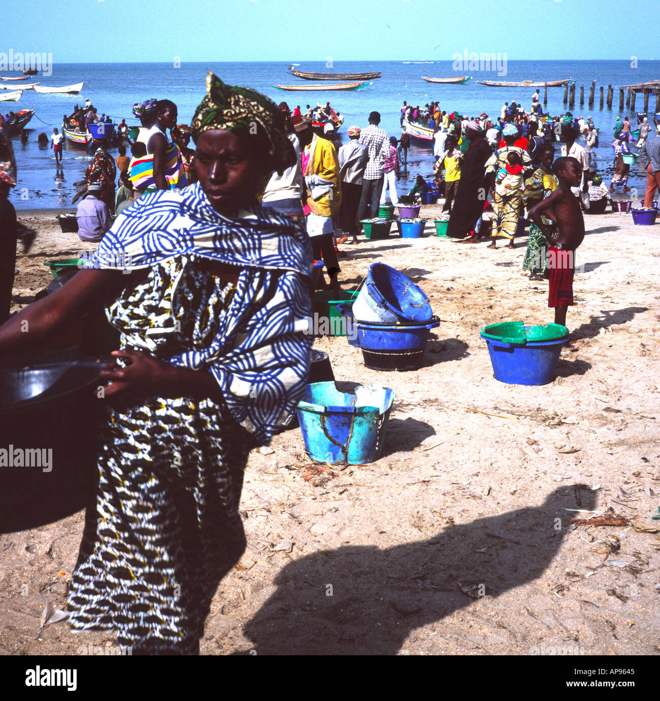 Colourful fishing beach Gambia Africa Stock Photo - Alamy