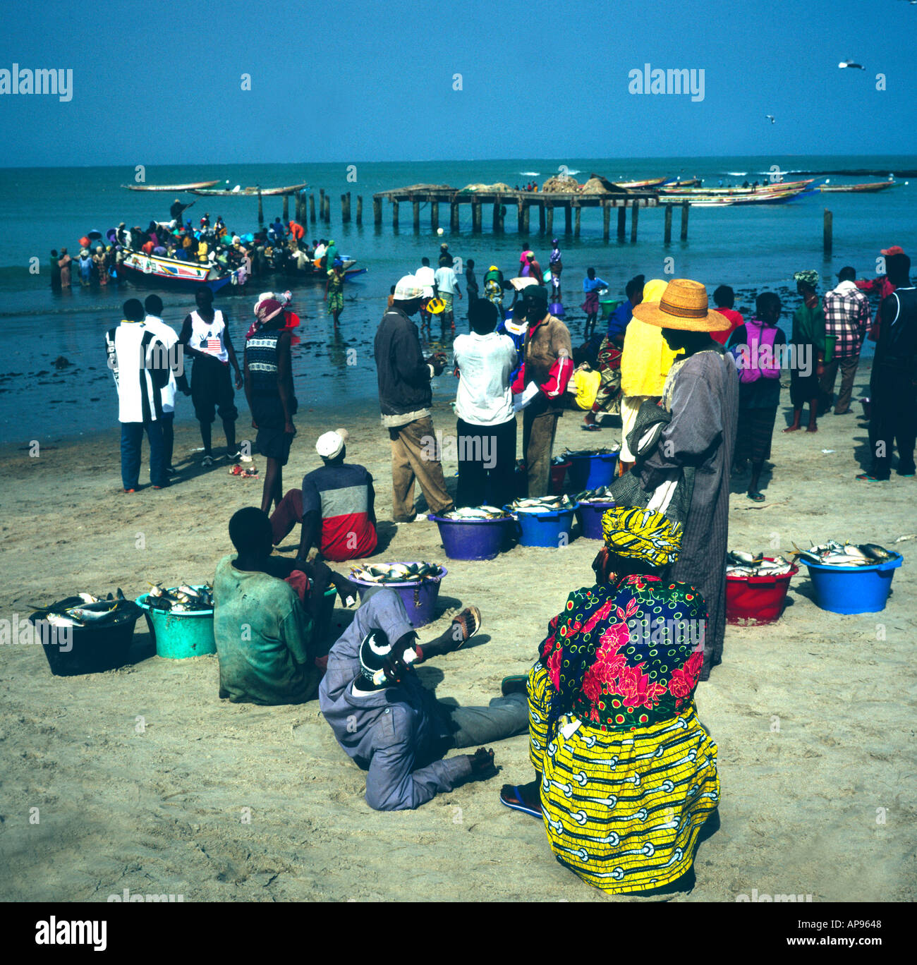 Colourful fishing beach Gambia Africa Stock Photo - Alamy