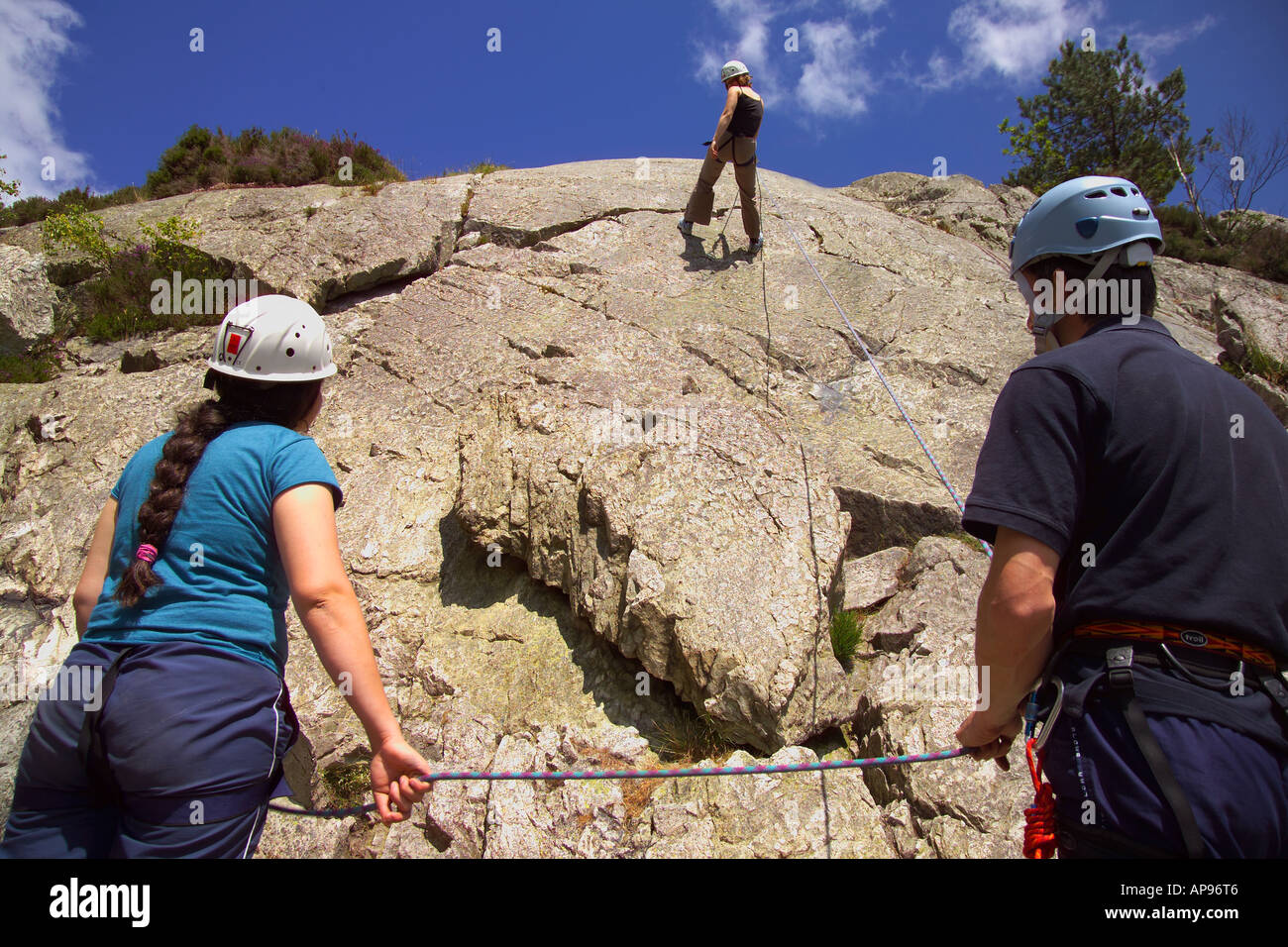 Group Rock Climbing Snowdonia National Park North West Wales Stock ...