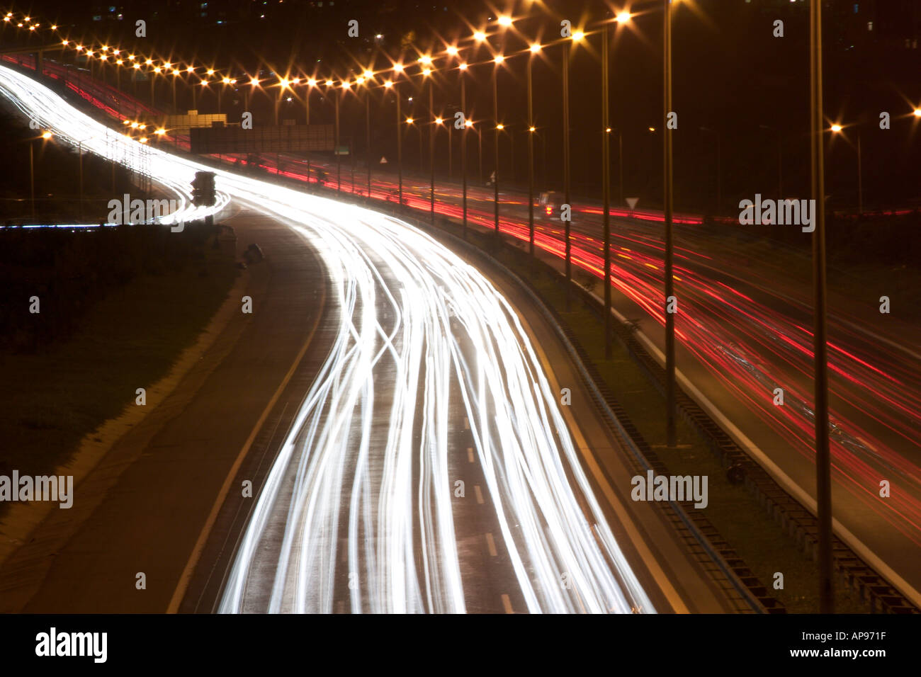 Car light trails on highway Stock Photo - Alamy