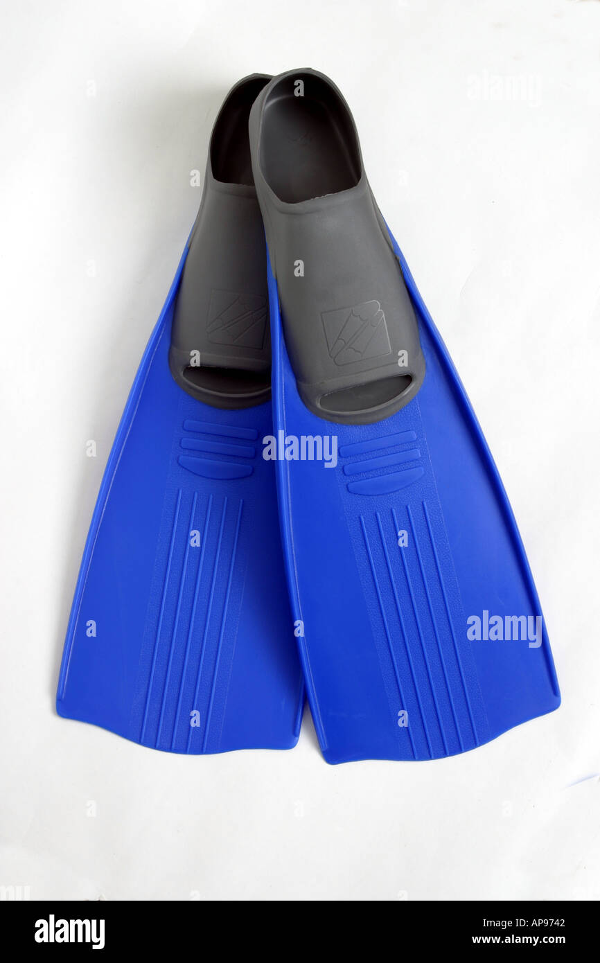 Pair of black and blue fins Stock Photo - Alamy