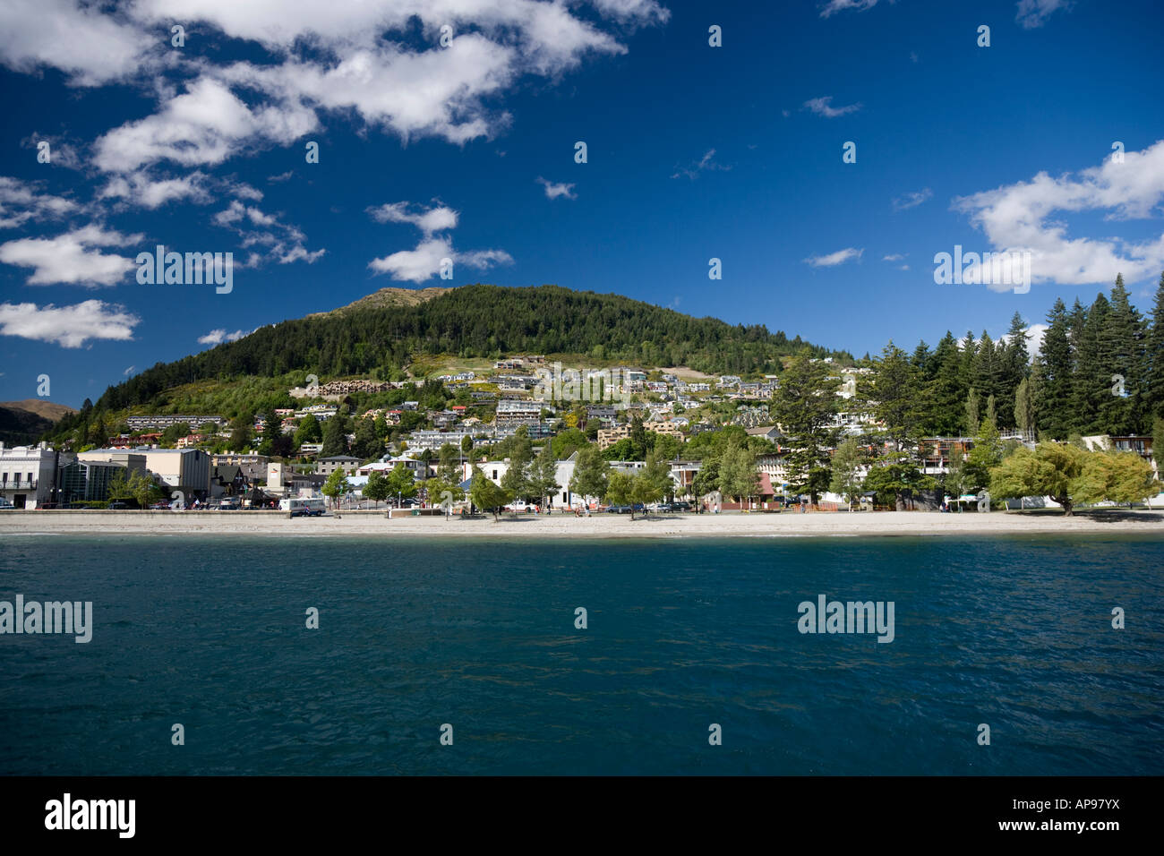 A view of Queenstown from Lake Wakatipu Stock Photo - Alamy