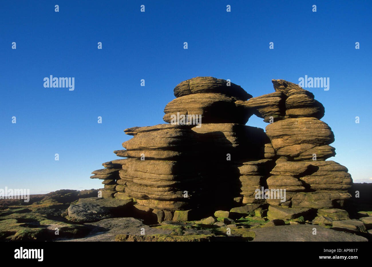 Wheel stone rocks on Derwent Edge Derwent moor Peak District national ...