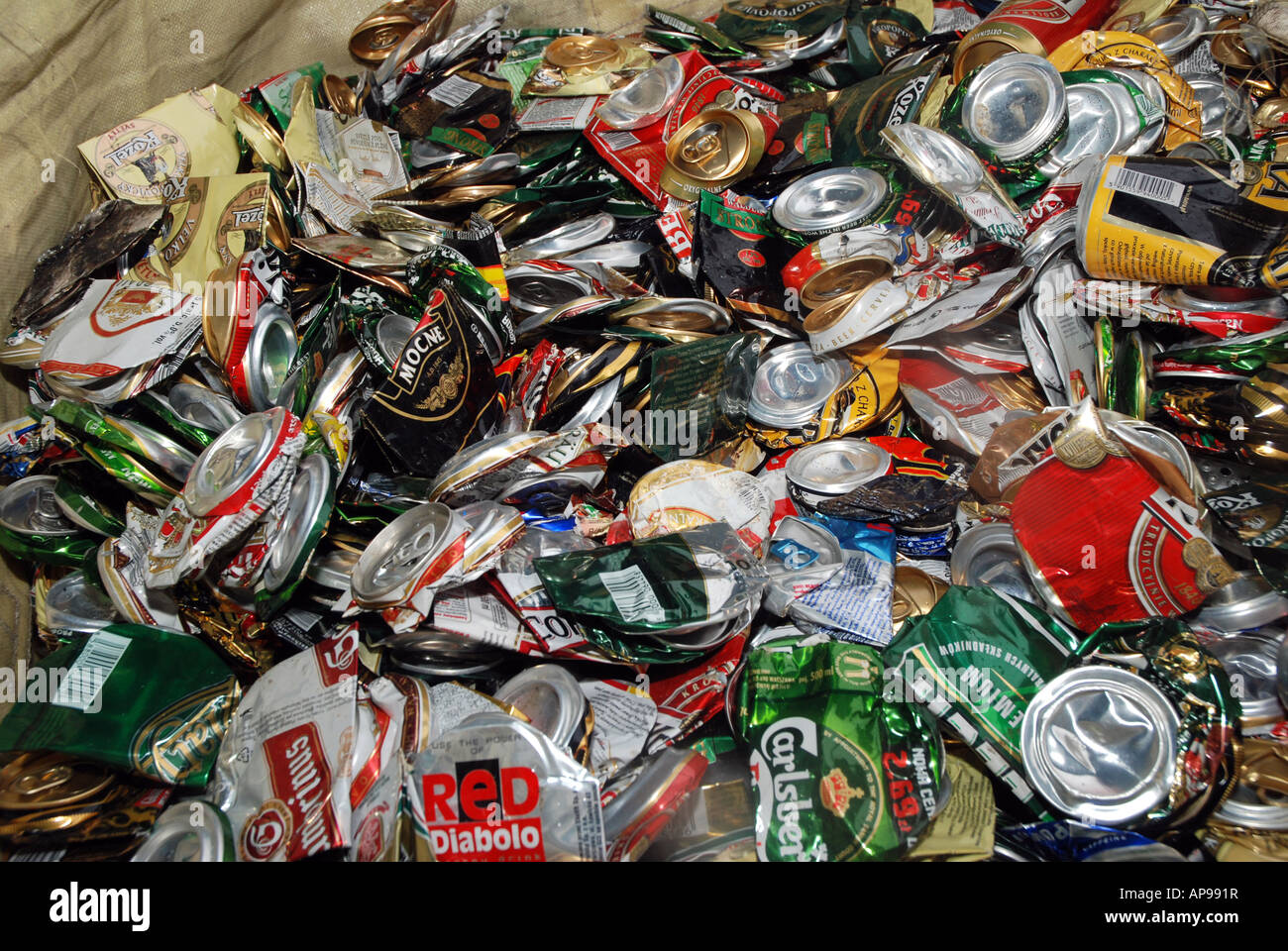 A full bag of cans on junkyard in Warsaw, Poland Stock Photo - Alamy