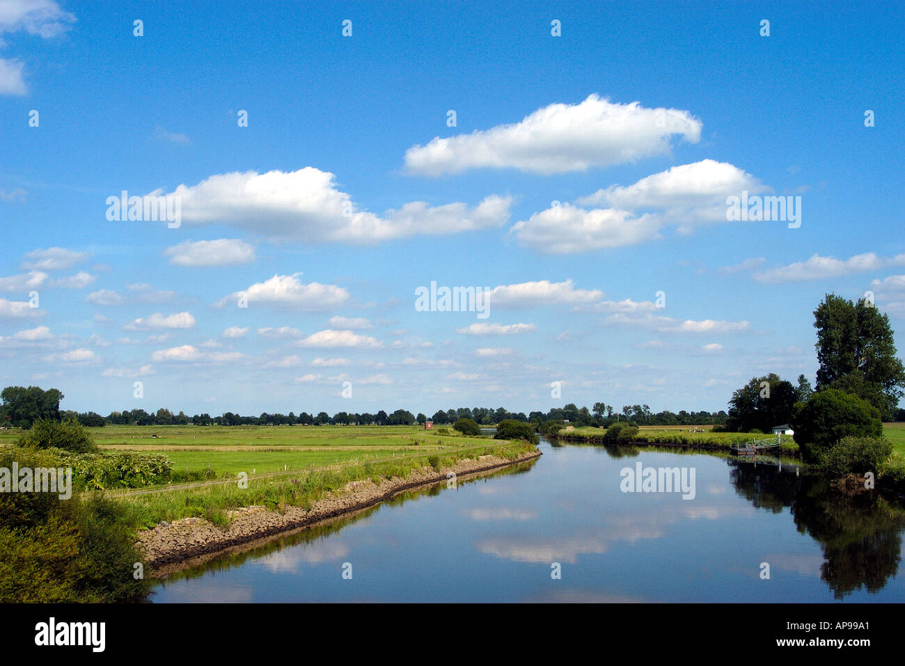 Typical friesian landscape Ostfriesland Niedersachsen Germany Stock ...
