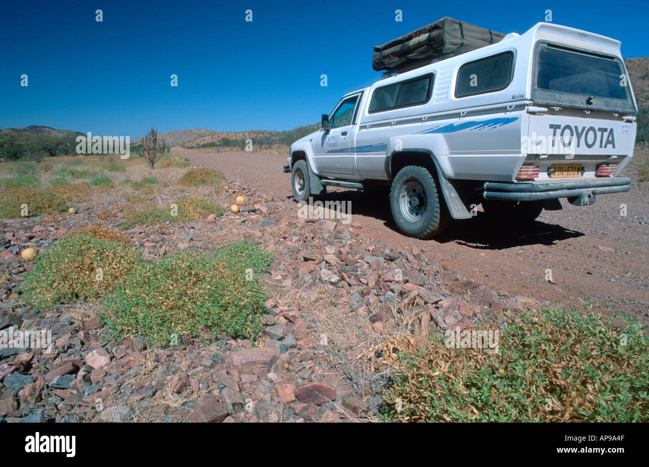 4WD camping car on dust road Namibia 2000 Stock Photo - Alamy