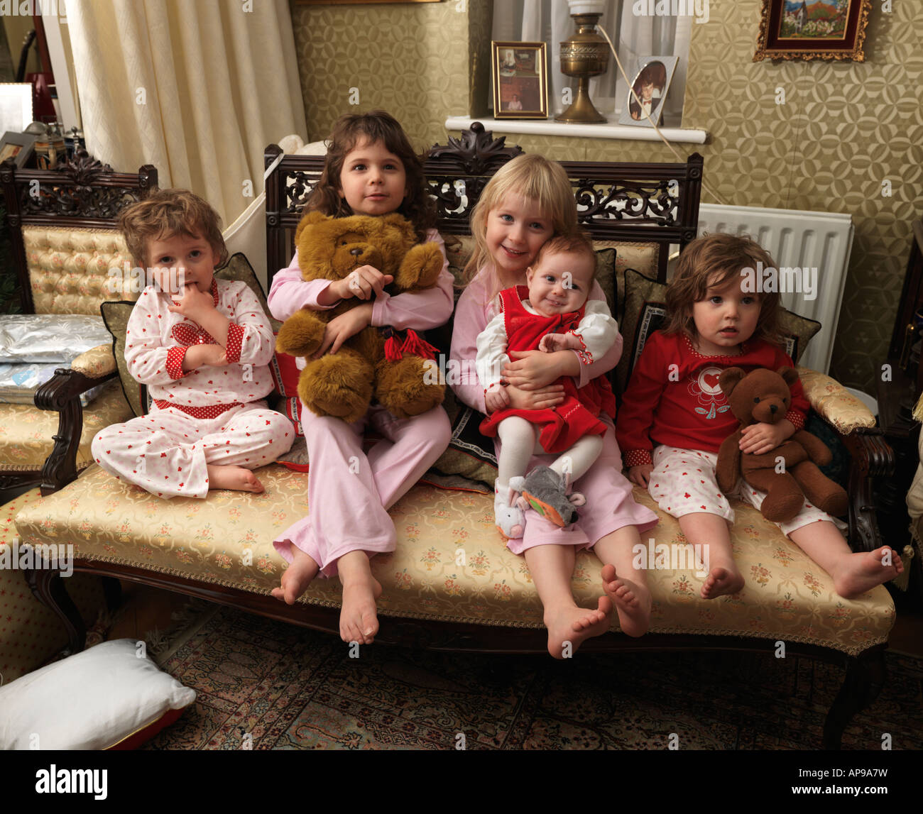 Five Cousins Girls Stock Photo - Alamy