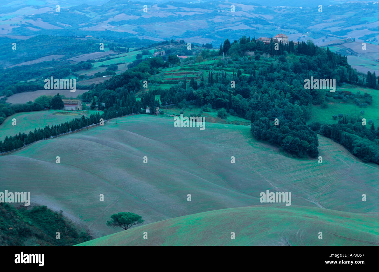 Tuscan landscape with Mazzolla village, Volterra Tuscany Italy Stock ...
