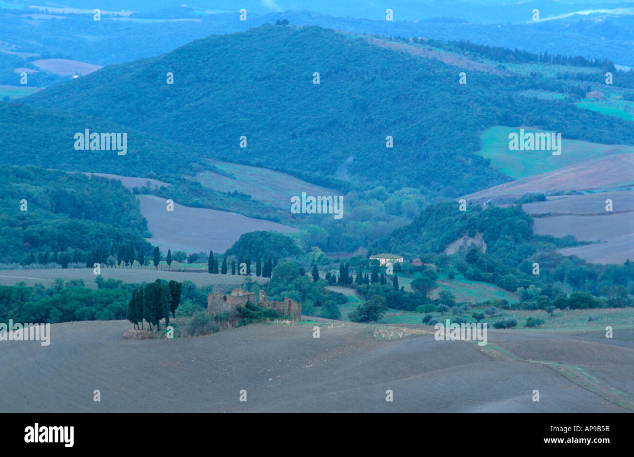 Tuscan landscape with Mazzolla village, Volterra Tuscany Italy Stock ...