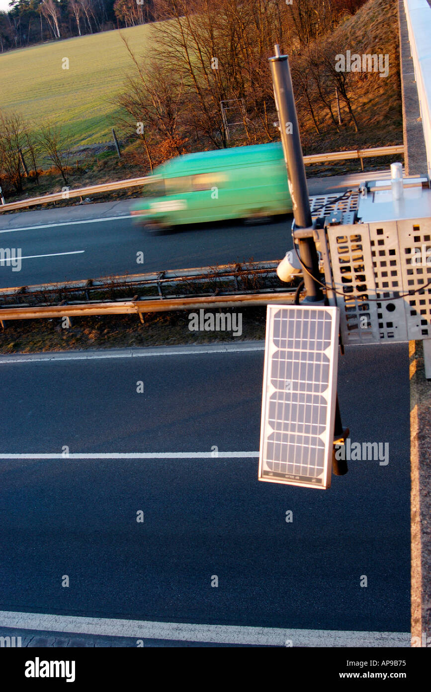 Traffic meter on a bridge above a german autobahn Stock Photo - Alamy