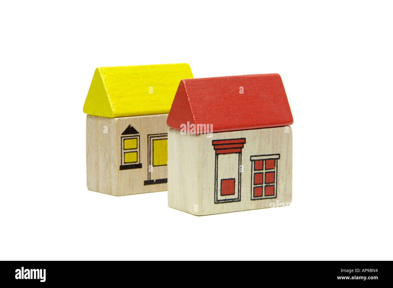 Wooden block toy house Stock Photo - Alamy