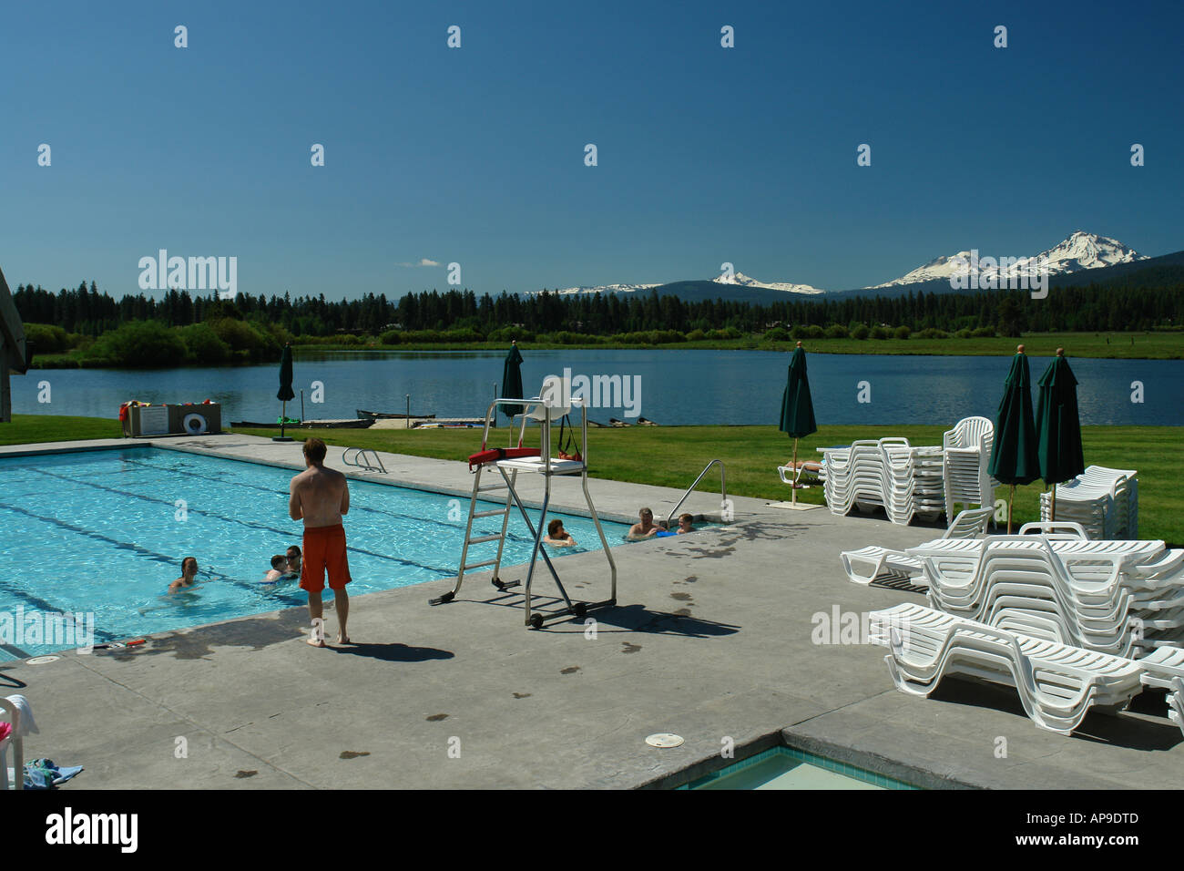 AJD51010, Three Sisters, OR, Oregon, Black Butte Ranch, swimming pool ...