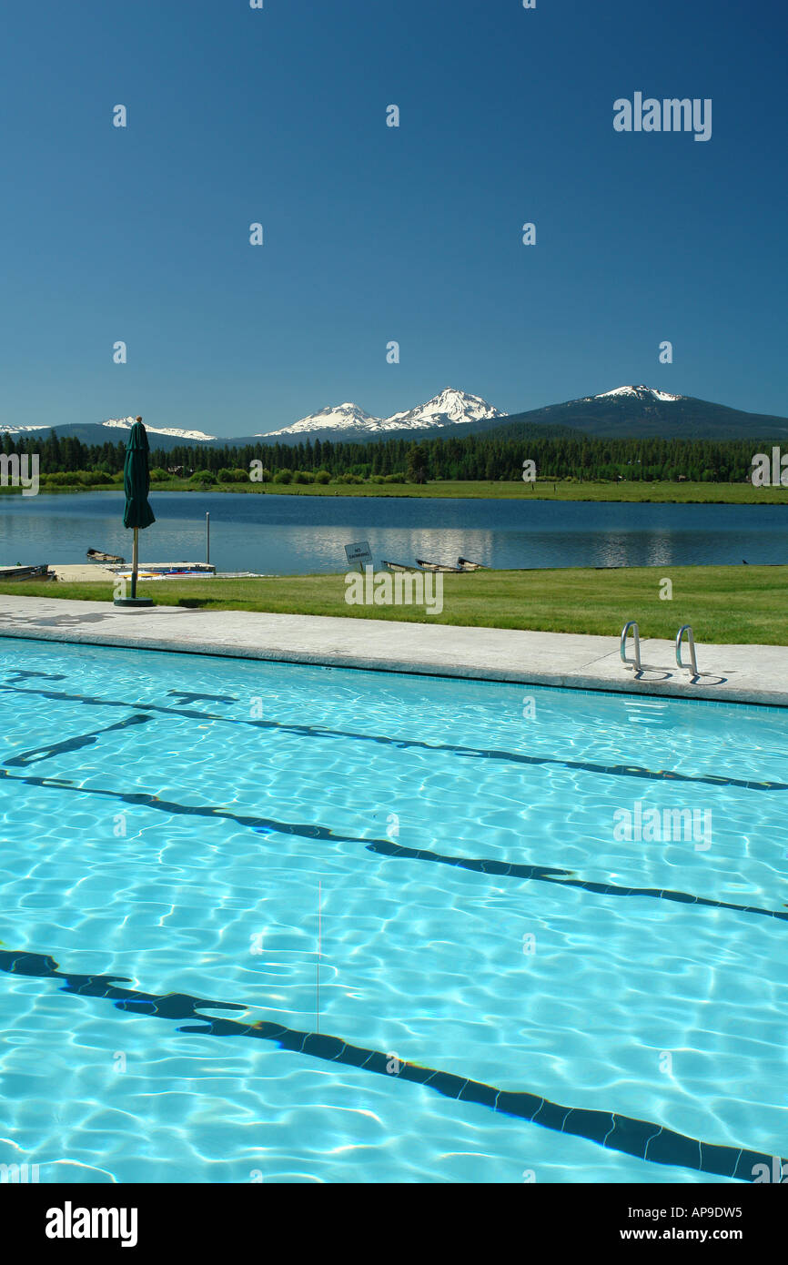 AJD51015, Three Sisters, OR, Oregon, Black Butte Ranch, swimming pool ...