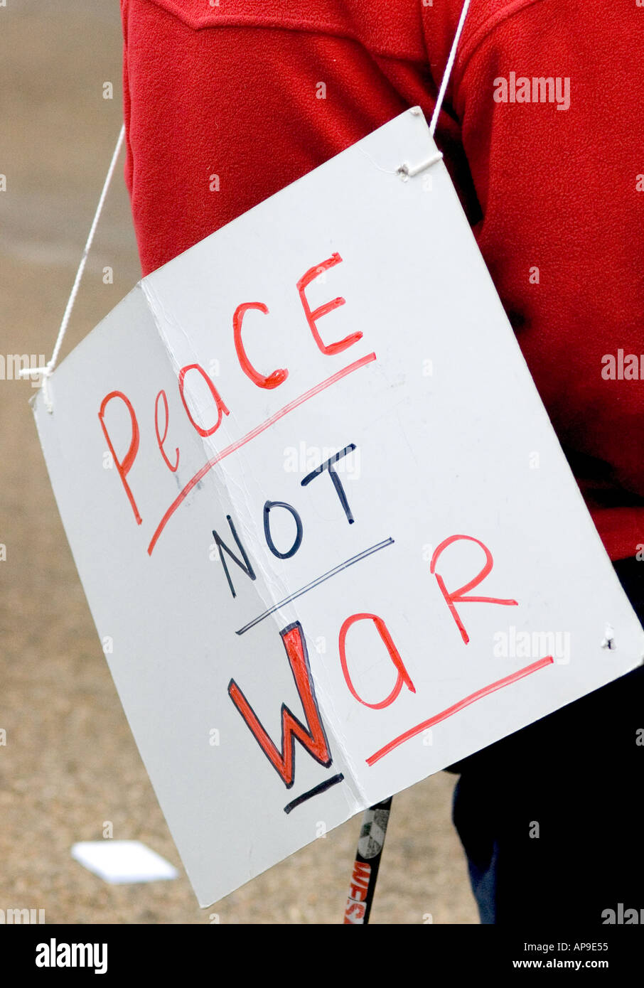 Peace not War placard at an anti war rally in London, England, United ...