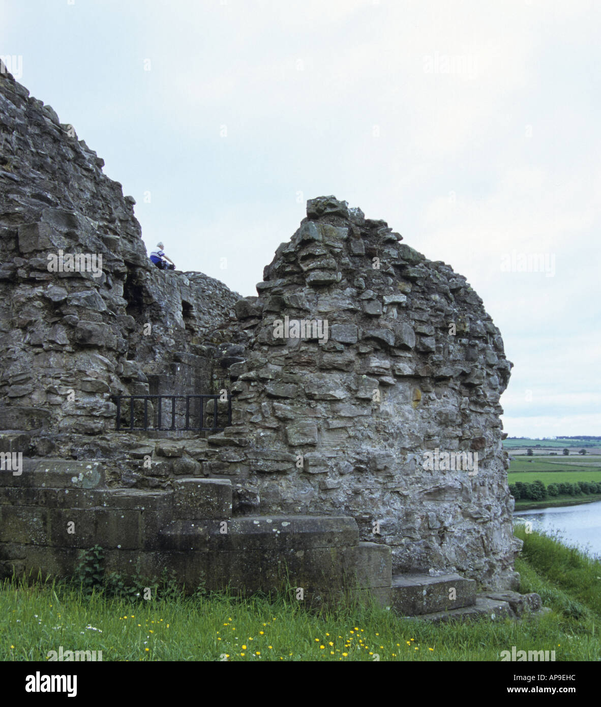 Western wall of Berwick upon Tweed castle which leads down to the river ...