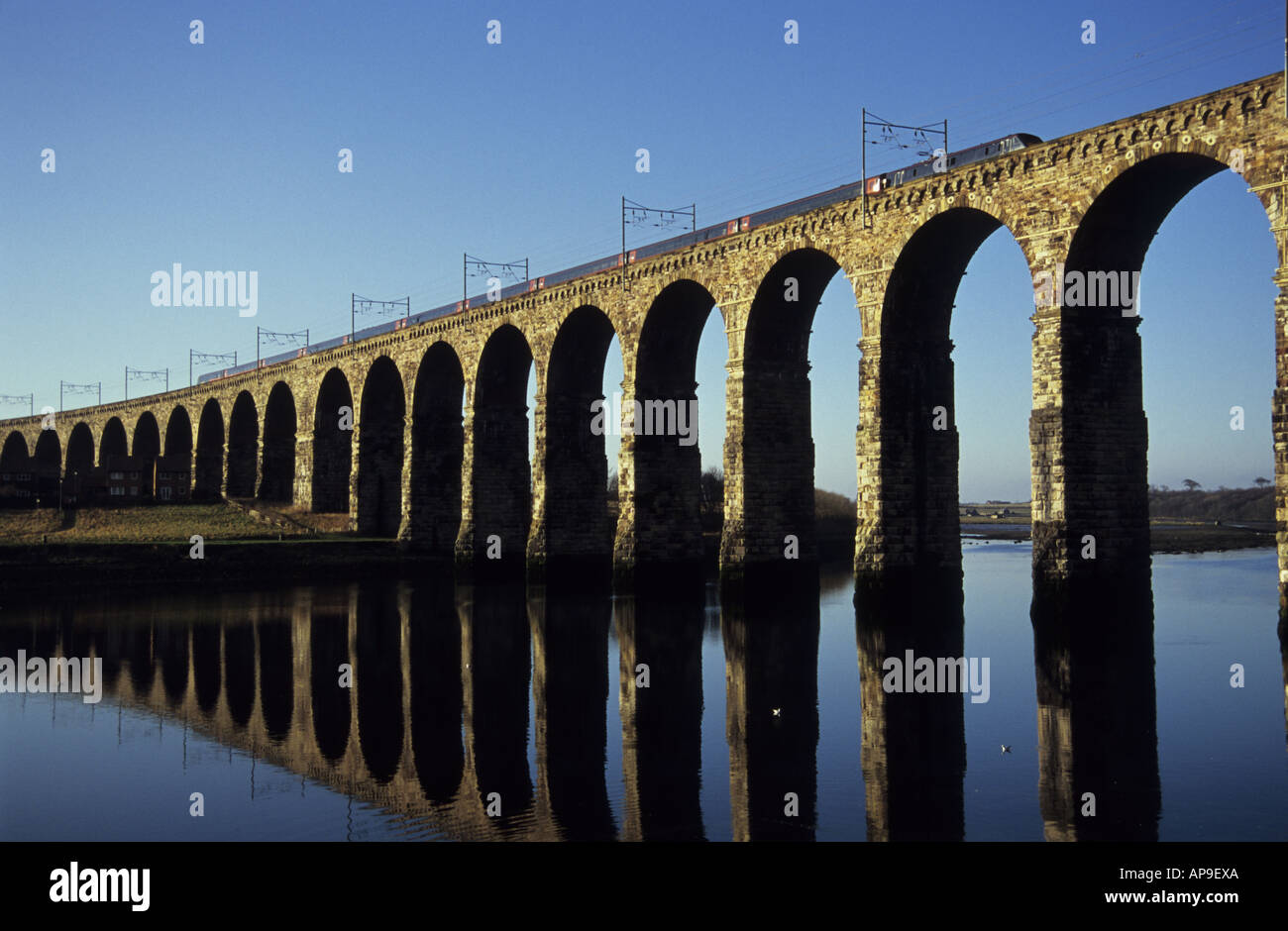 GNER intercity train crossing the railway viaduct built by Robert ...