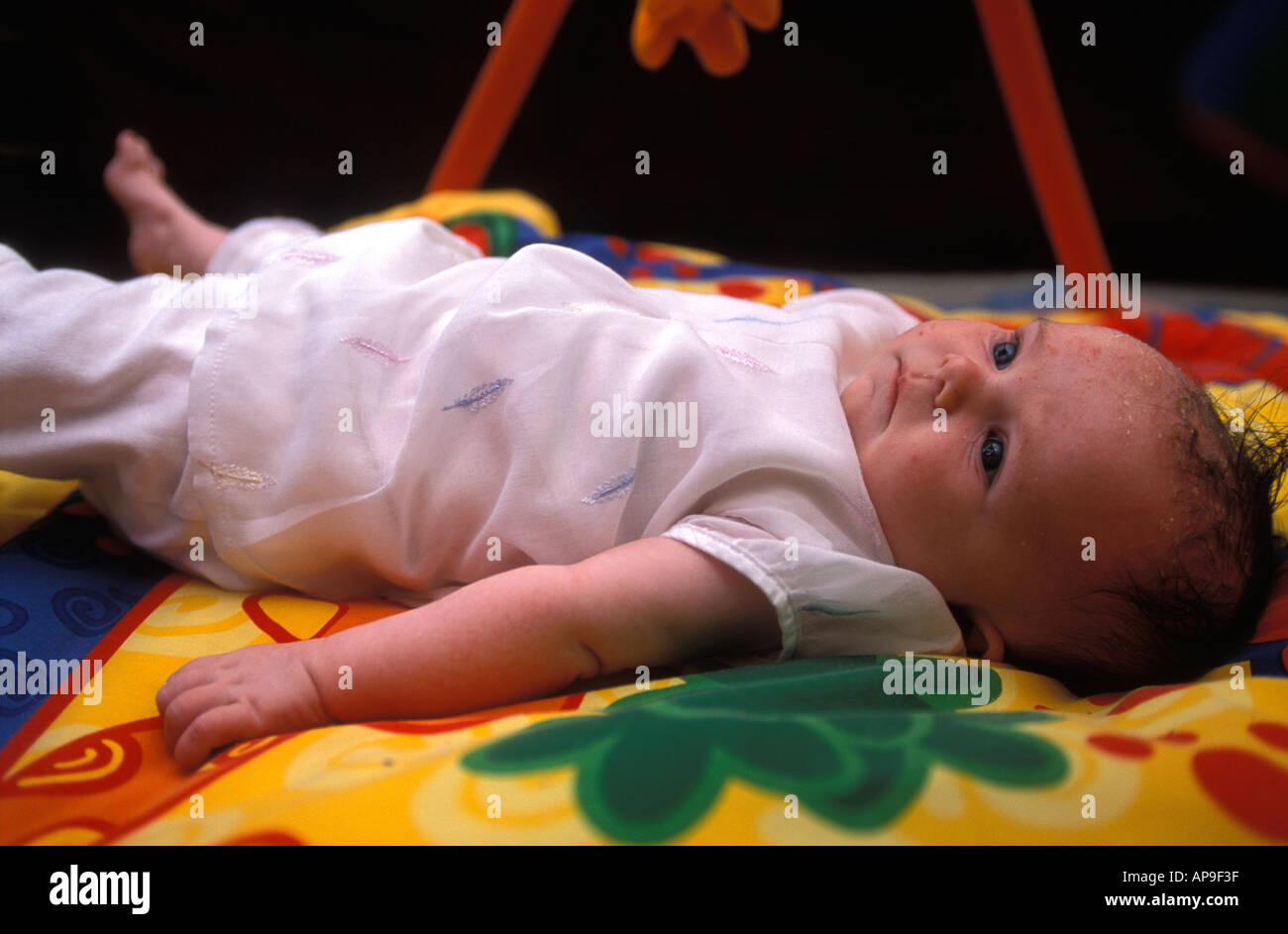 Baby laying down in play pen, north London, UK Stock Photo - Alamy