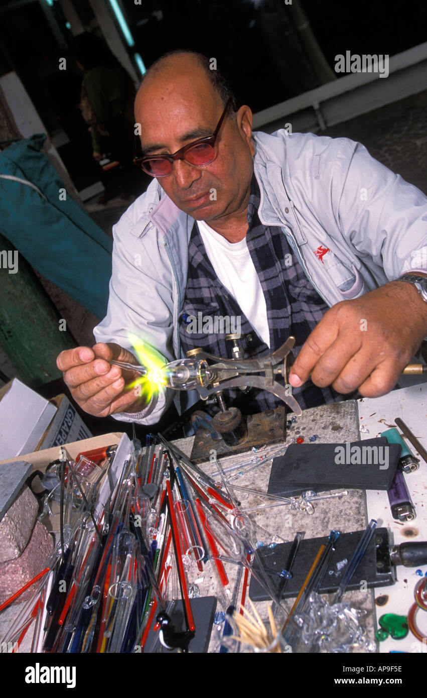 Jewish man making glass artefacts, Tel Aviv, Israel Stock Photo - Alamy