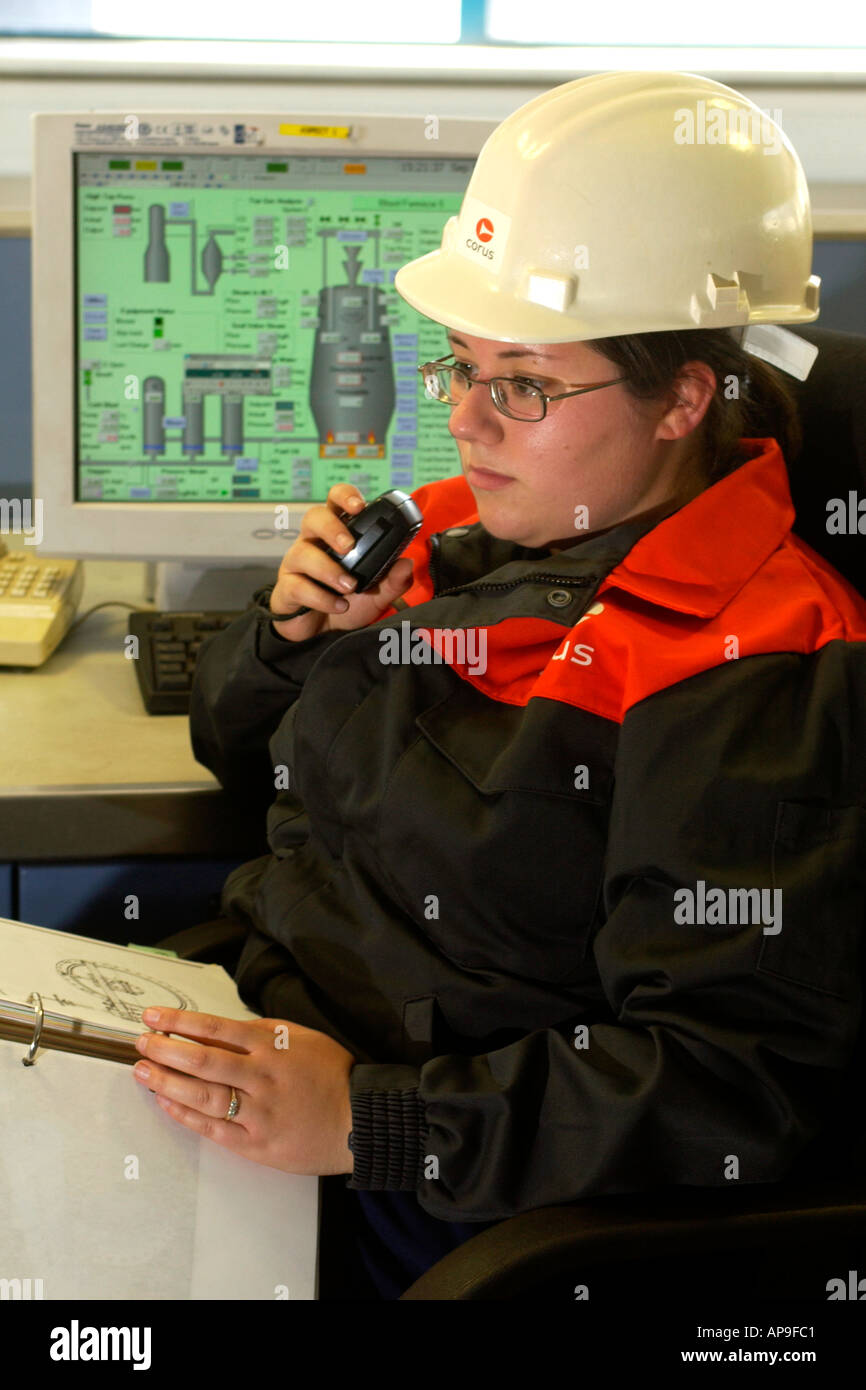 Female graduate blast furnace engineer at Corus Port Talbot steelworks ...