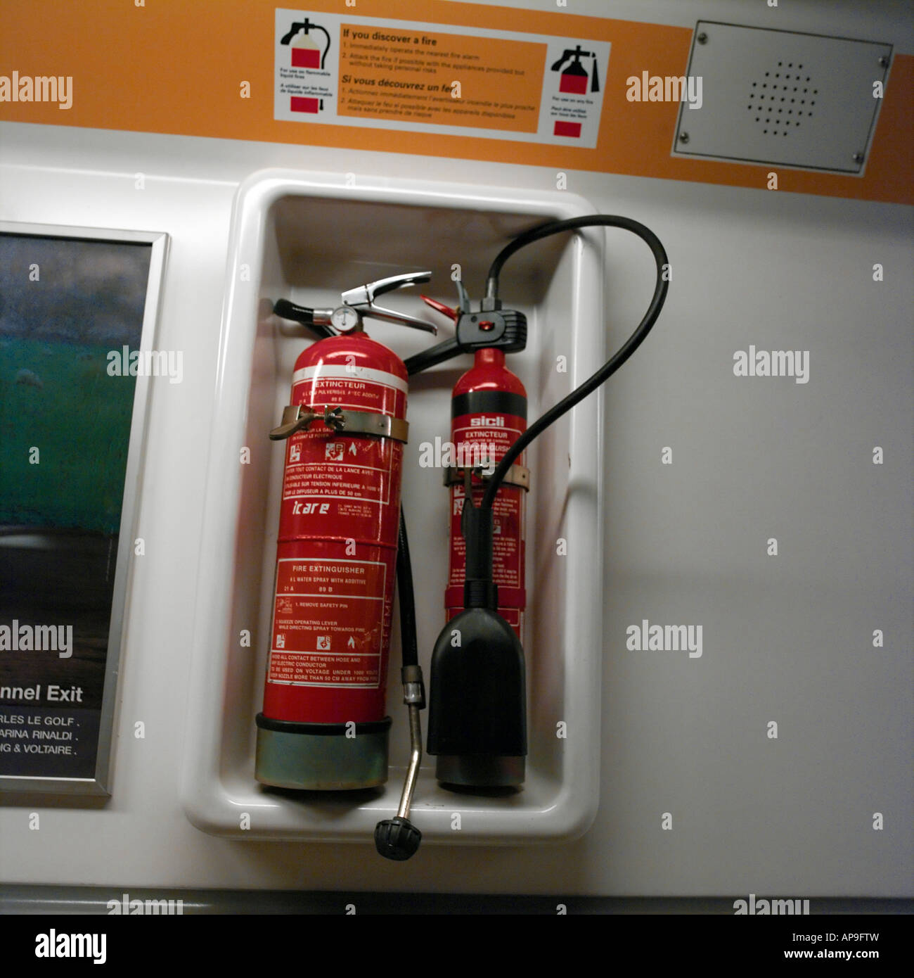 Fire Extinguishers Eurotunnel Shuttle Stock Photo - Alamy