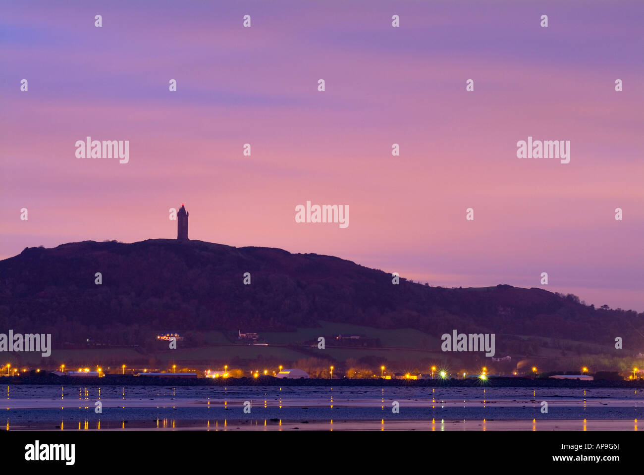 Landscape image of Scrabo Tower and Strangford Lough estuary ...