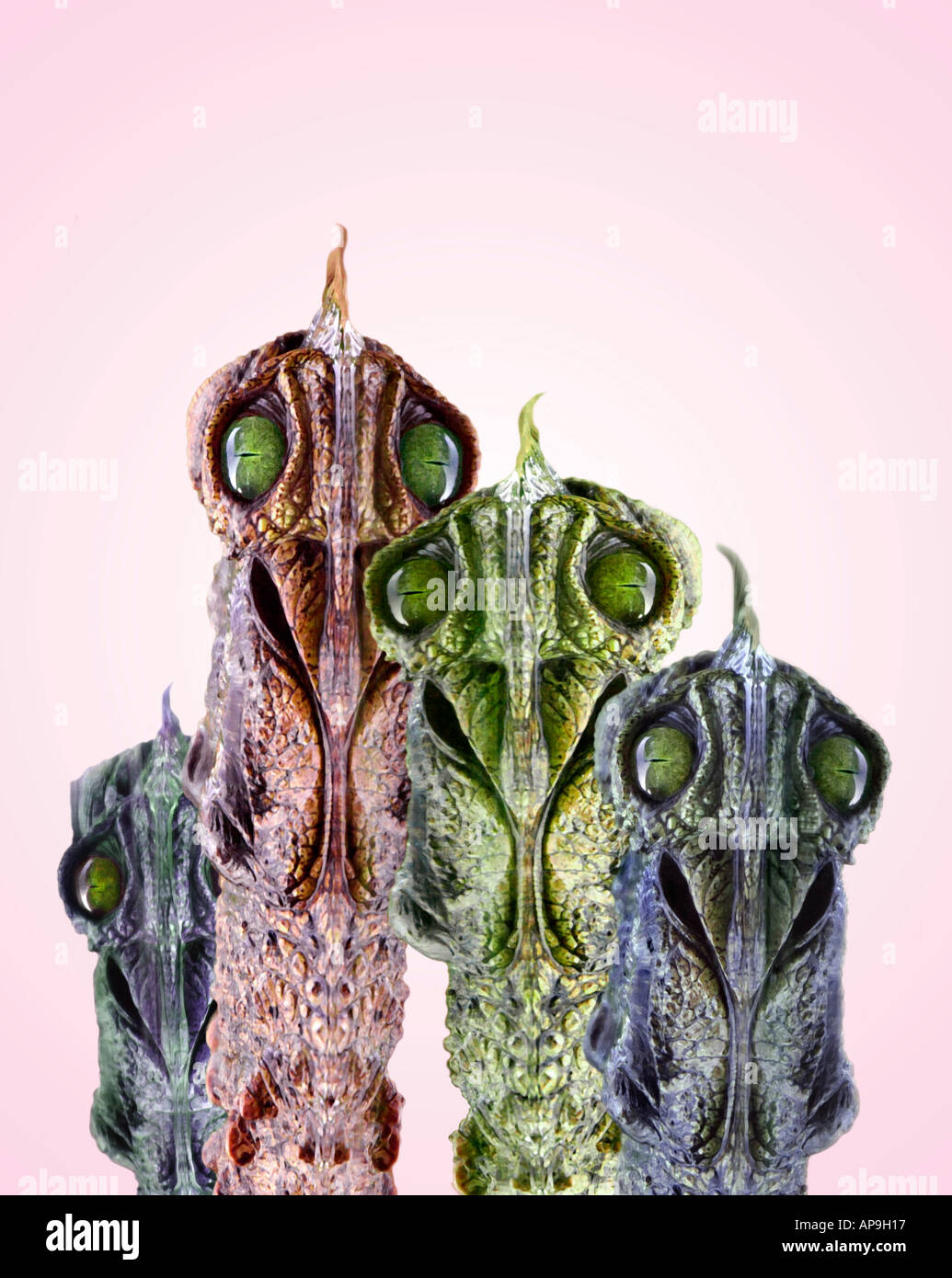 An unusual family of alien looking creatures with large, expressive ...