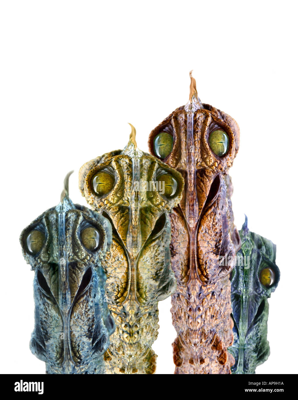 Portrait of a family of strange looking aliens Stock Photo - Alamy