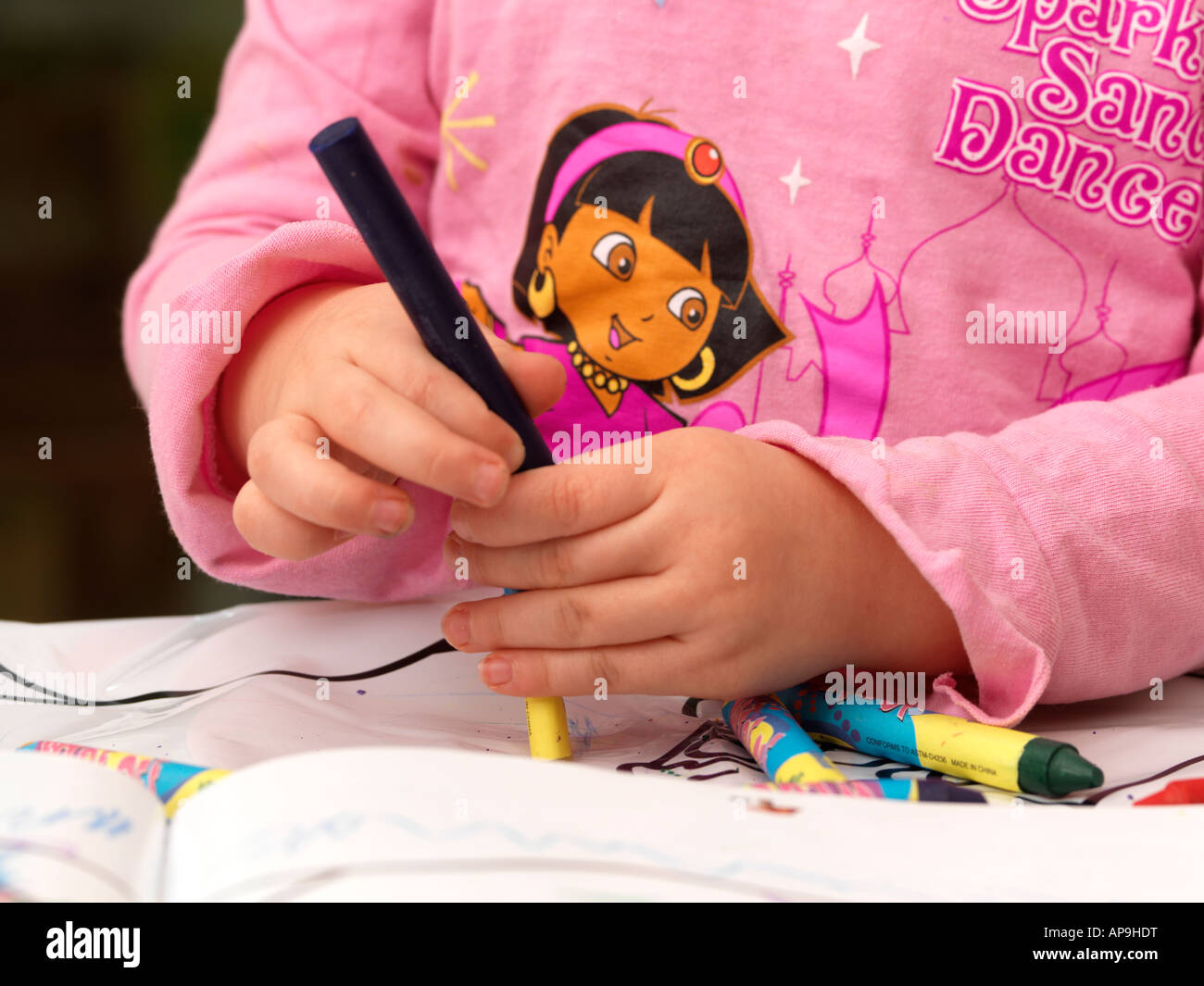 Child with Crayons Close Up of Hands Stock Photo - Alamy
