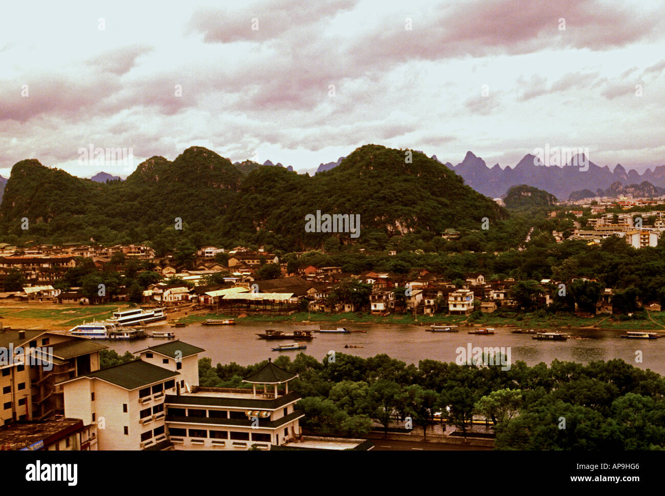 Limestone karst peaks along the Li River Guilin Guangxi Province China ...