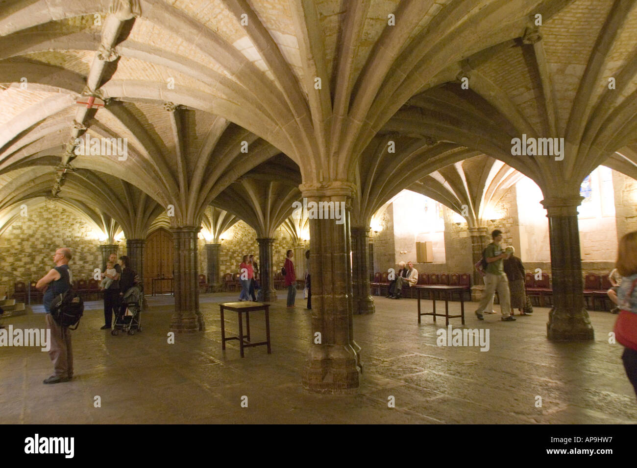 the medieval crypt beneath The Guildhall, City of London GB UK Stock ...