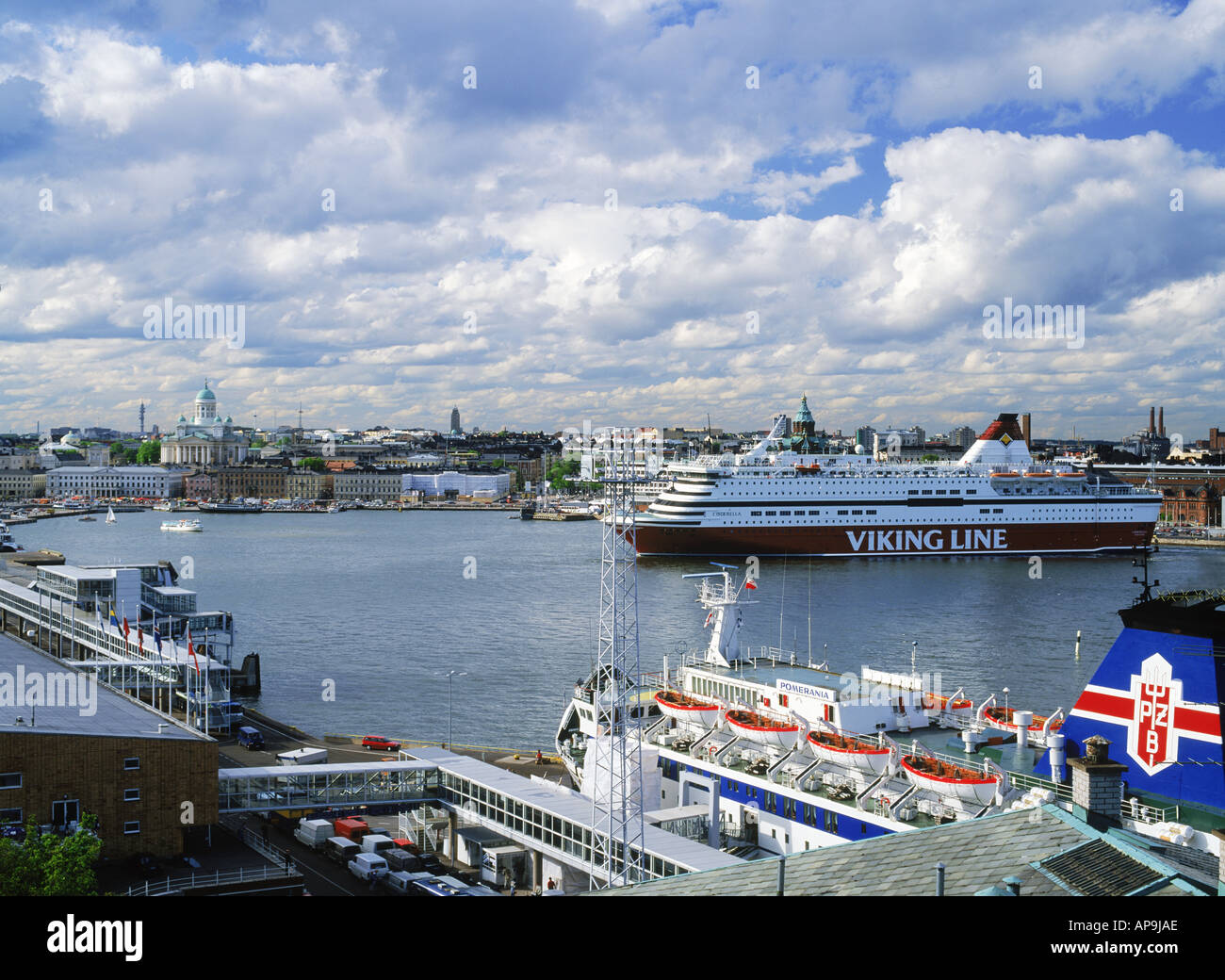Viking Line passenger ship departing South Harbor of Helsinki with ...