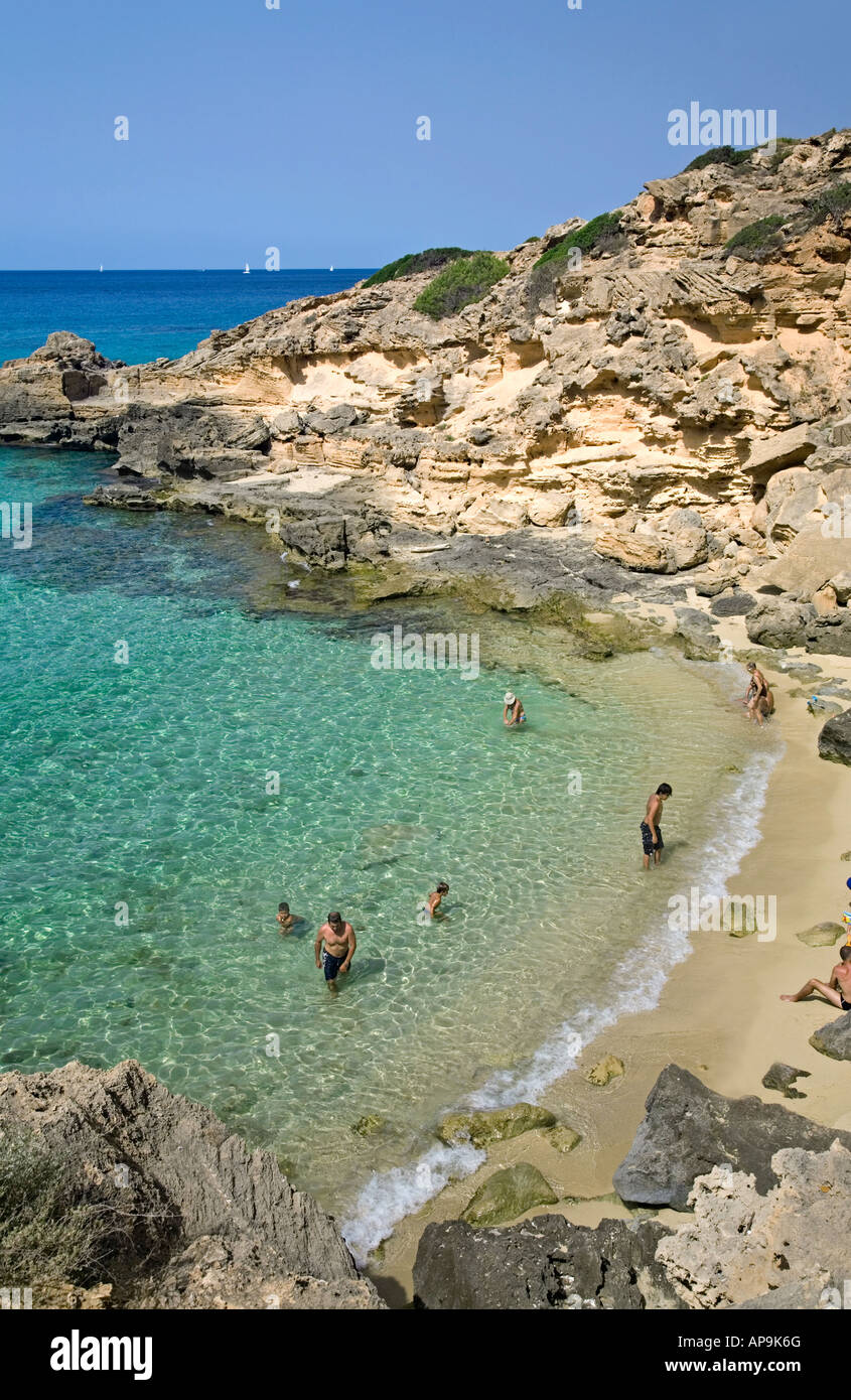 People swimming at Cala Vella. Mallorca Island. Spain Stock Photo - Alamy