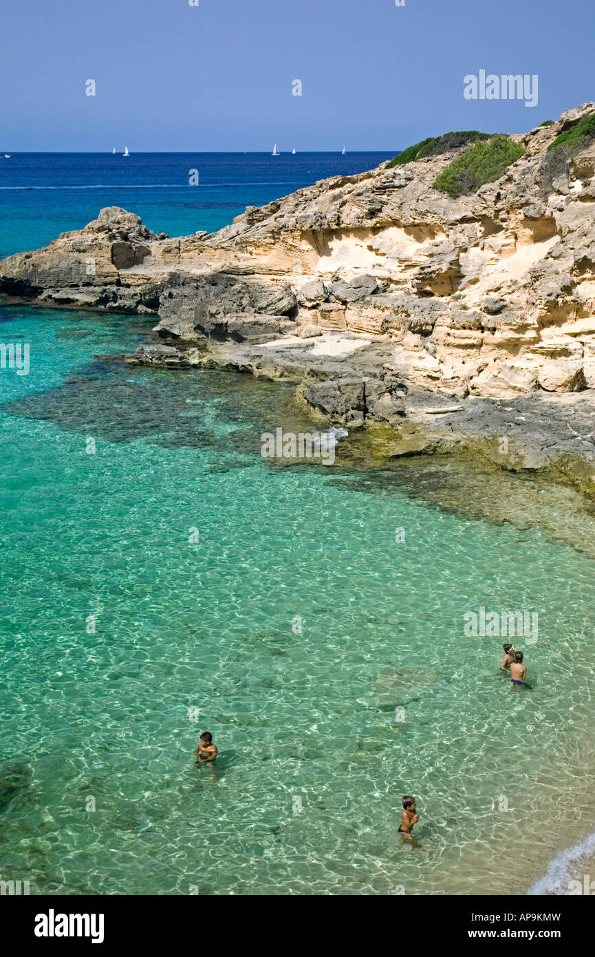 People swimming at Cala Vella. Mallorca Island. Spain Stock Photo - Alamy