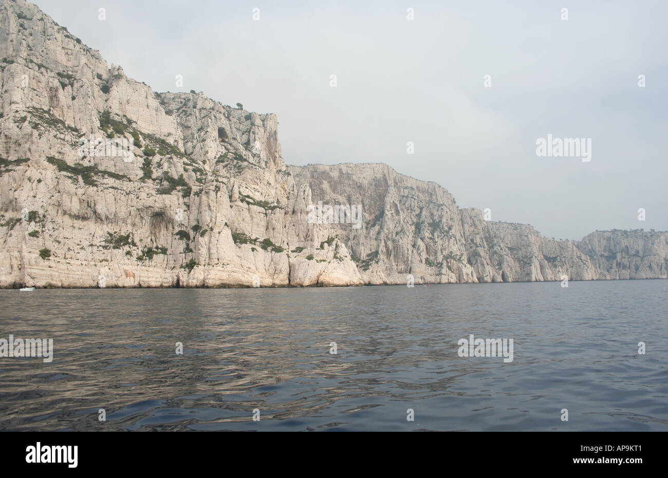 limestone cliffs of Les Calanques Southern France September 2006 Stock ...