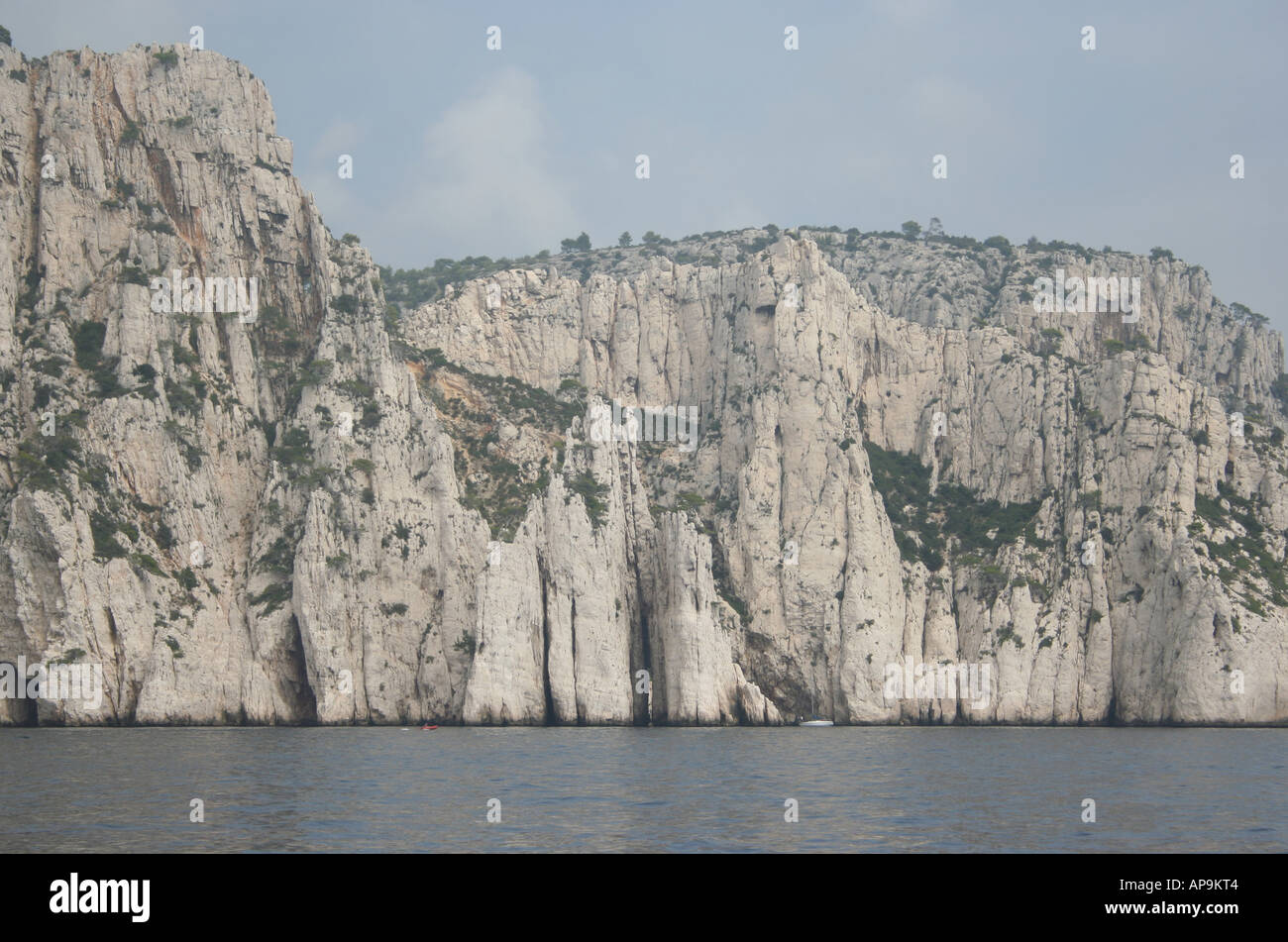 limestone cliffs of Les Calanques Southern France September 2006 Stock ...