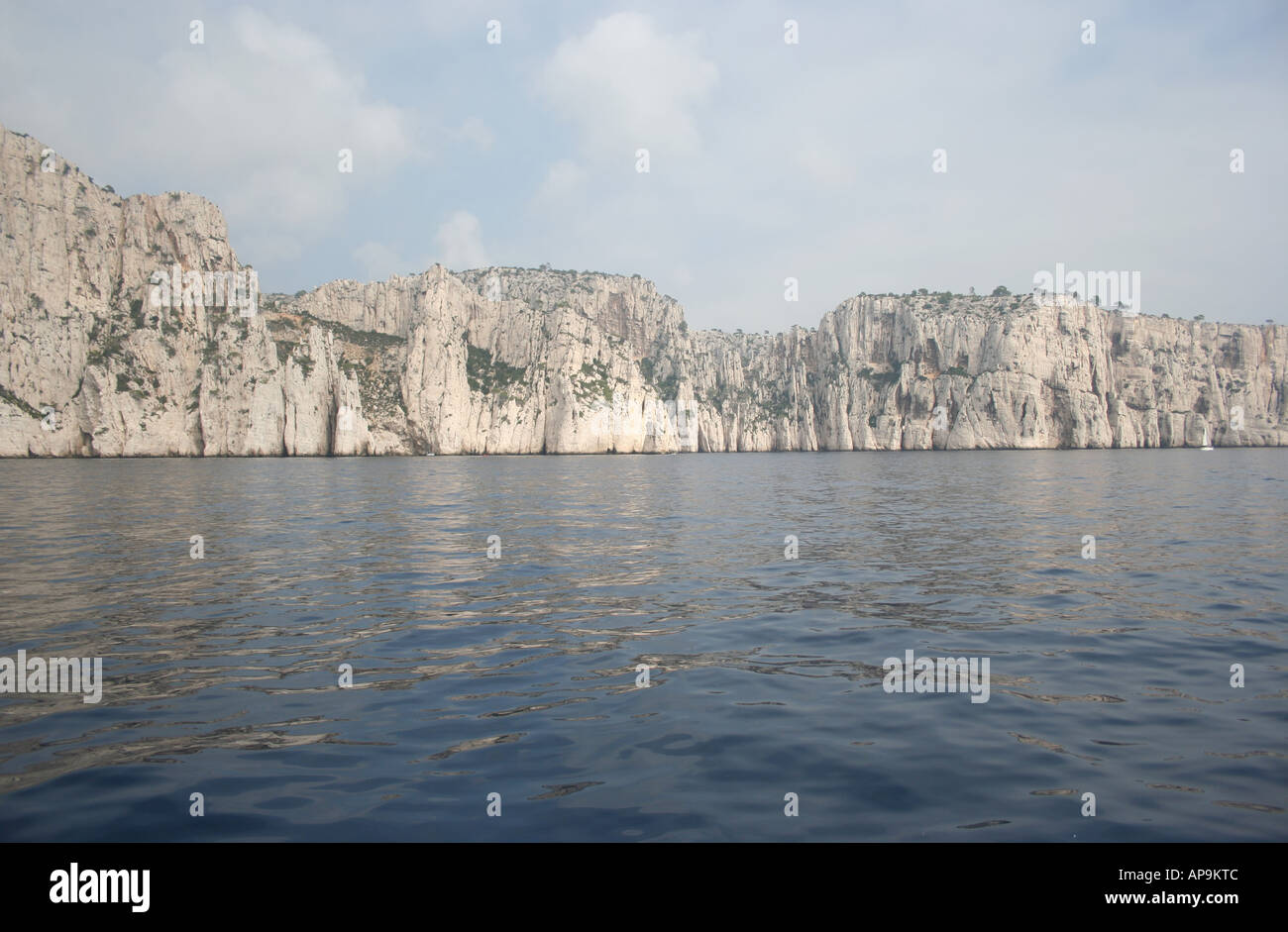 limestone cliffs of Les Calanques Southern France September 2006 Stock ...
