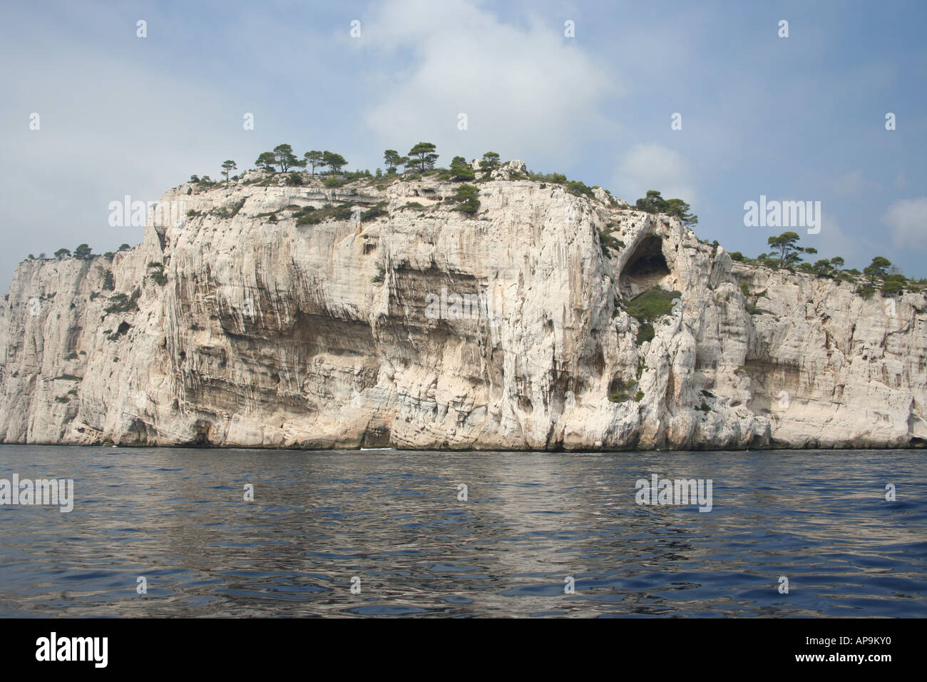 cave in limestone cliffs of Les Calanques Southern France September ...