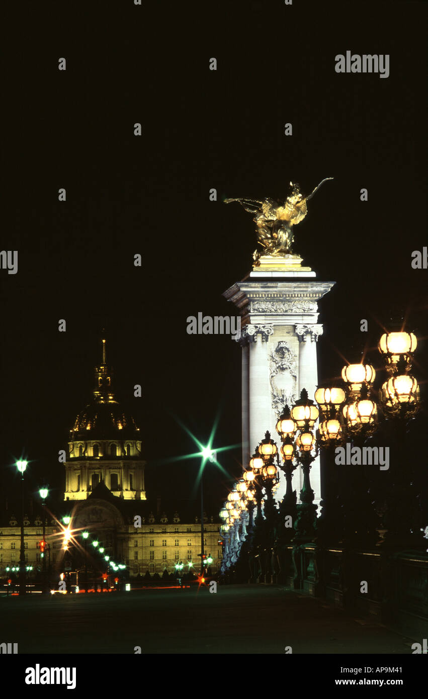 Bridges of Alexandre III at night Paris France Stock Photo - Alamy