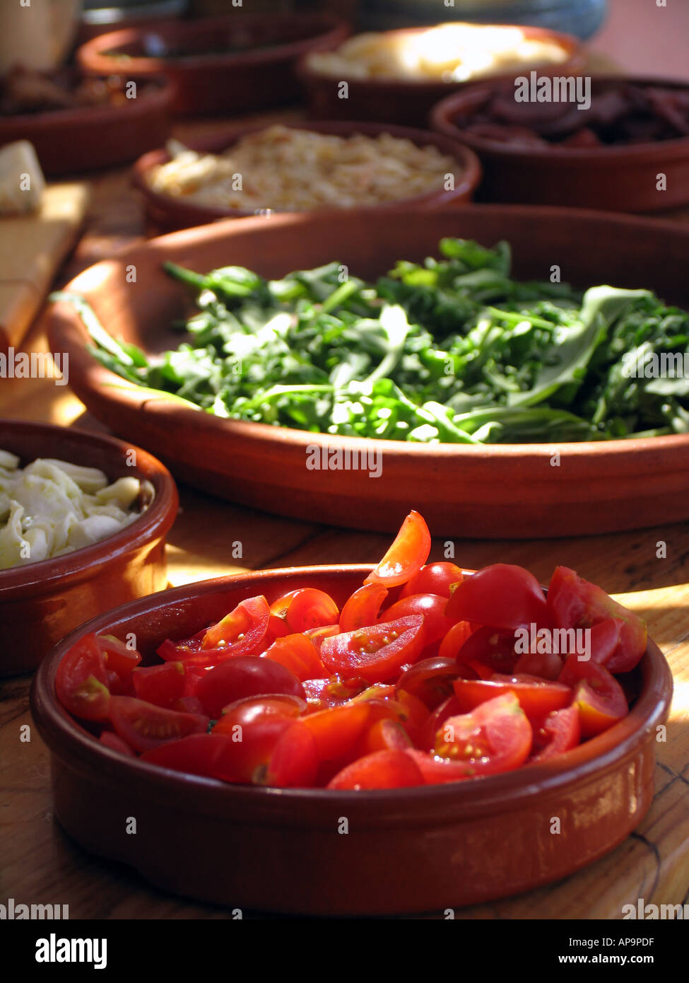 Bowls of traditional Israeli food, Jerusalem Stock Photo - Alamy
