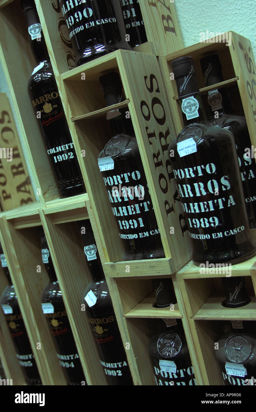 Bottles of Oporto wine in a shop, Portugal, Vintage Stock Photo - Alamy