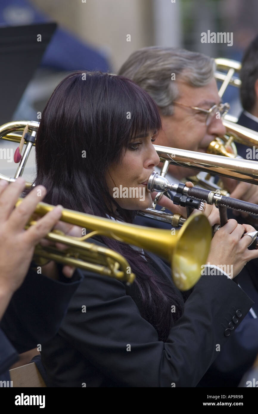 Woman playing trombone hi-res stock photography and images - Alamy