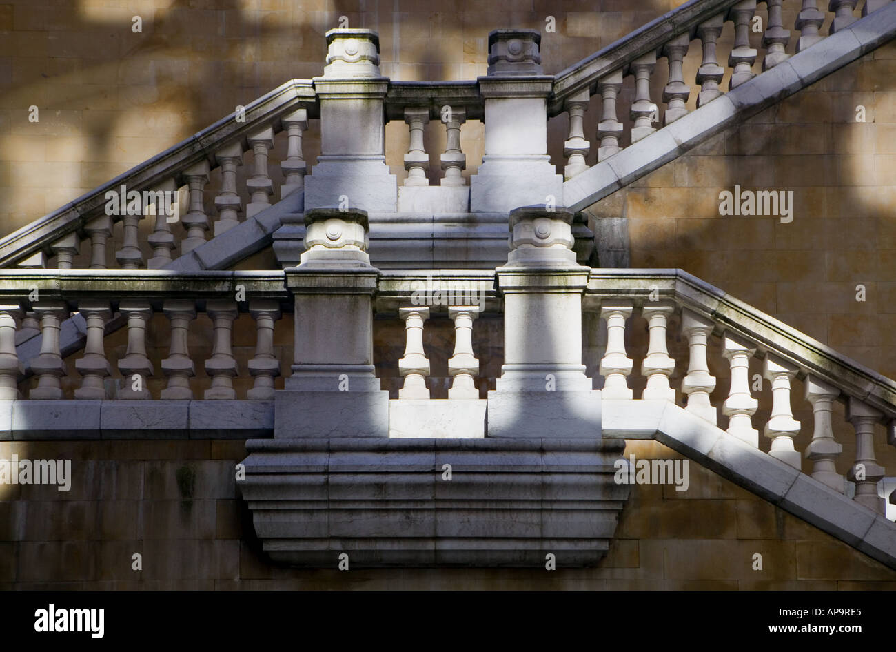 Stone staircase in sunlight and shadow Bilbao Basque country northern ...