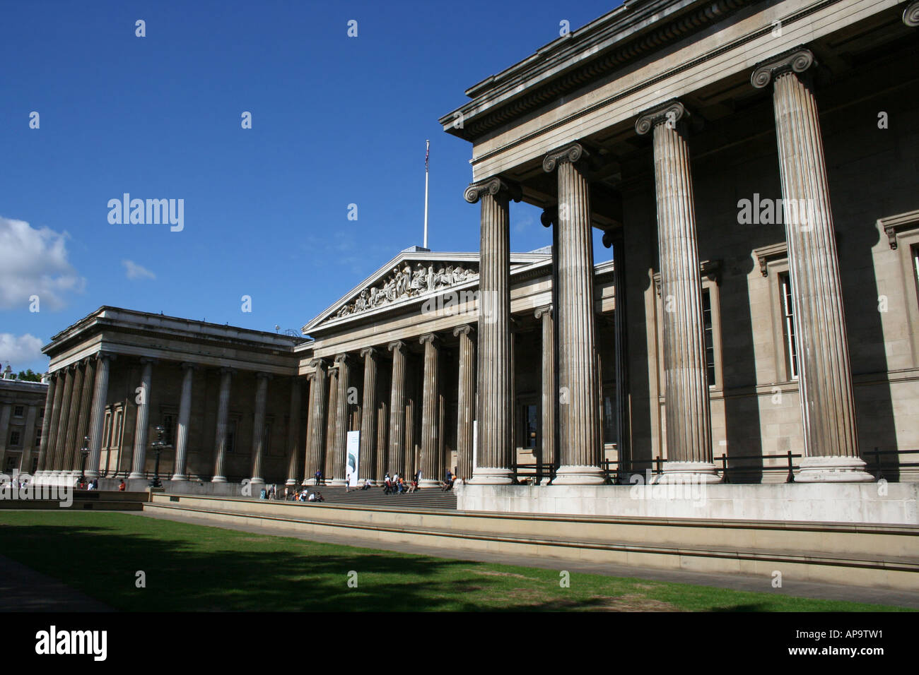 grand columns of British Museum south entrance London England August ...
