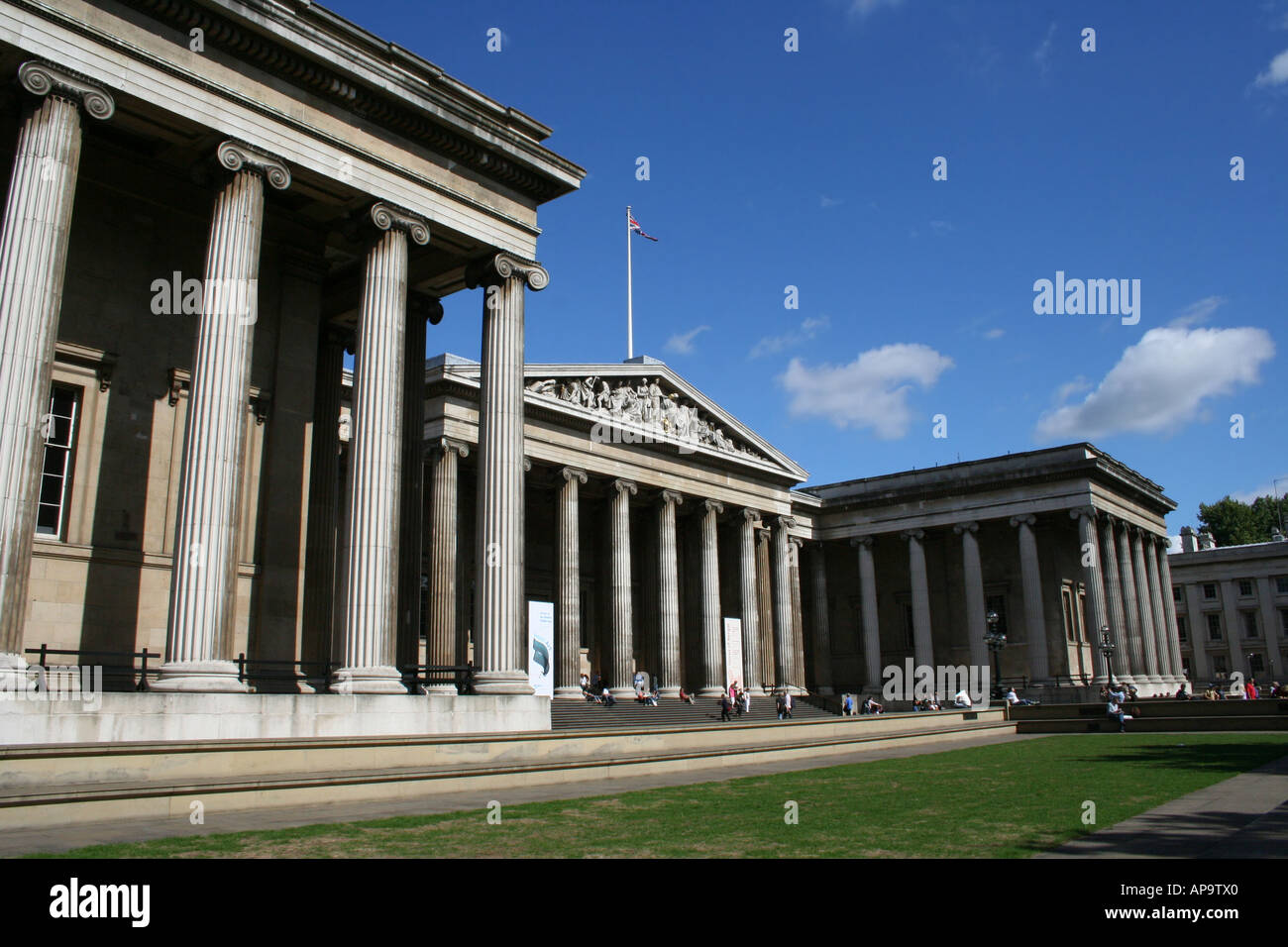 grand columns of British Museum south entrance London England August ...