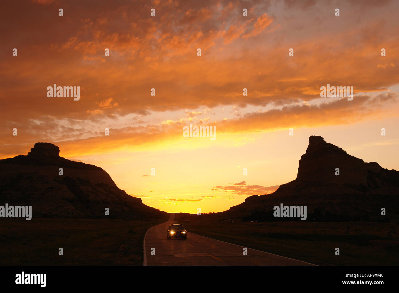 AJD50198, Scotts Bluff National Monument, NE, Nebraska, sunset Stock ...