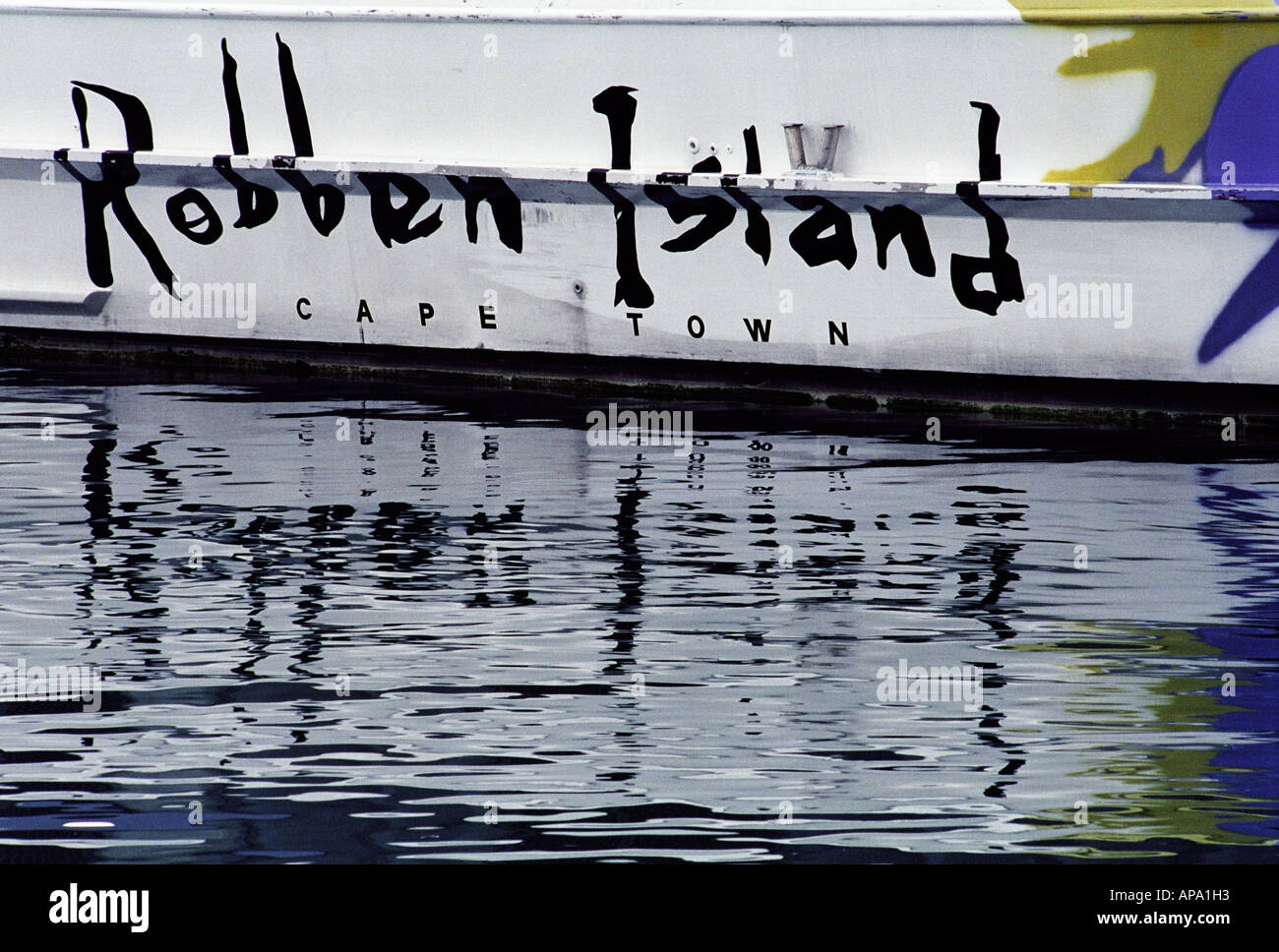 Cape Town, South Africa, logos, sign, words Robben Island on side of ...